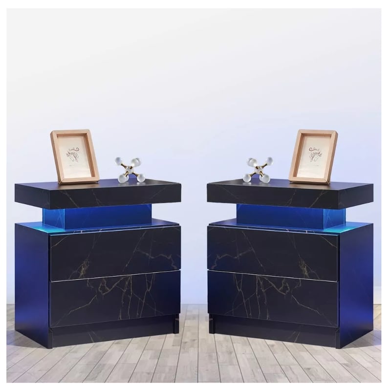 HOMER DESIGN Velador Con Luz Variable 16 colores Con 2 Cajones 52*35 ...