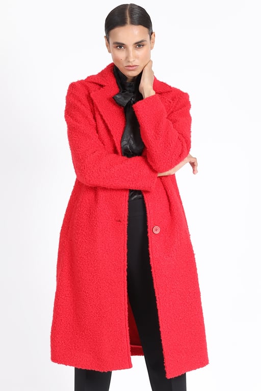 LIOLA Abrigo Largo Fantasia Boucle, Rojo Liola | falabella.com