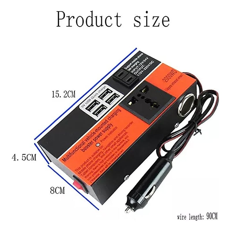 Inversor De Voltaje Auto Convertidor Corriente 12v 220v 15k | Sodimac Chile