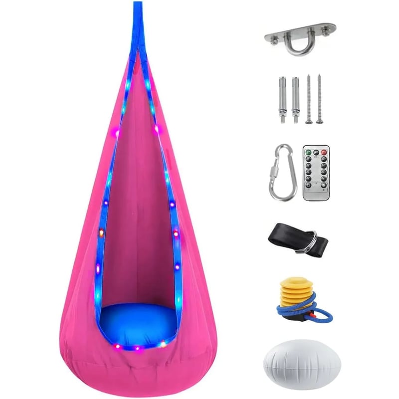 Hamaca Colgante Columpio Sensorial Niños Interior Y Exterio-Rosa ...