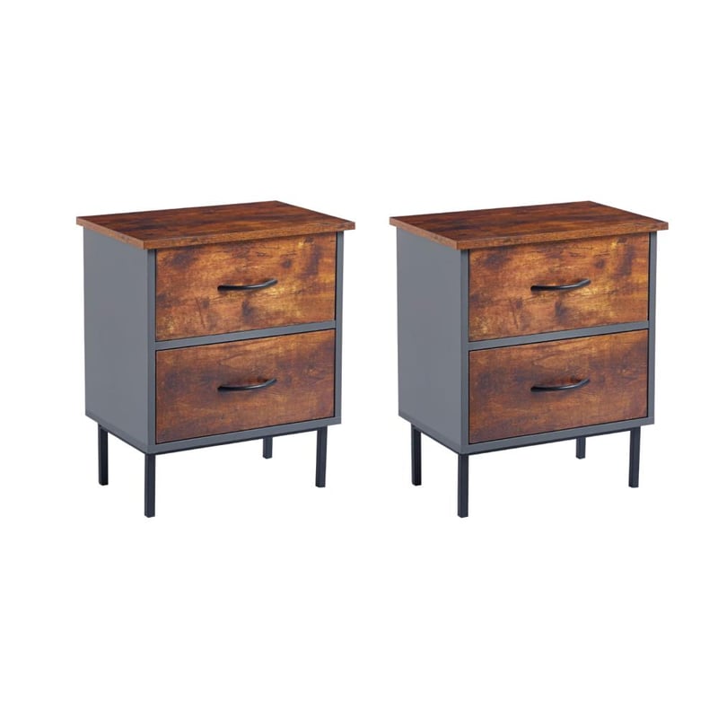 KLIK Pack de 2 Veladores Dos Cajones Metal Rústico | falabella.com