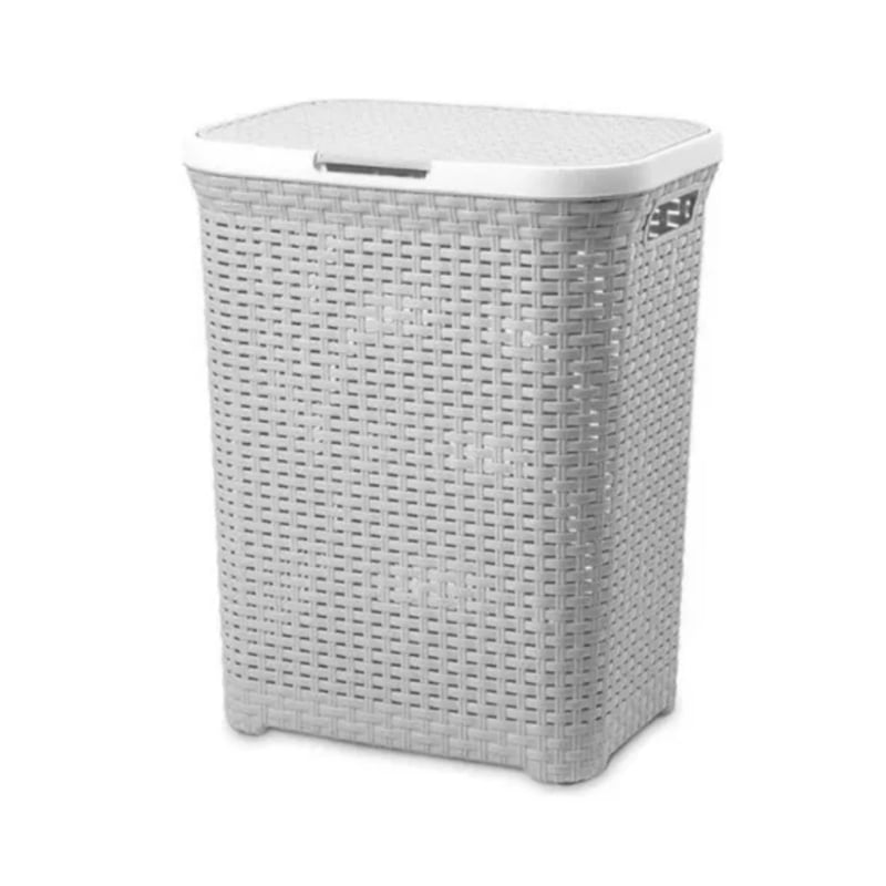REYPLAST Cesto Canasto Para Ropa Rattan 60 Litros Con Tapa - Gris ...
