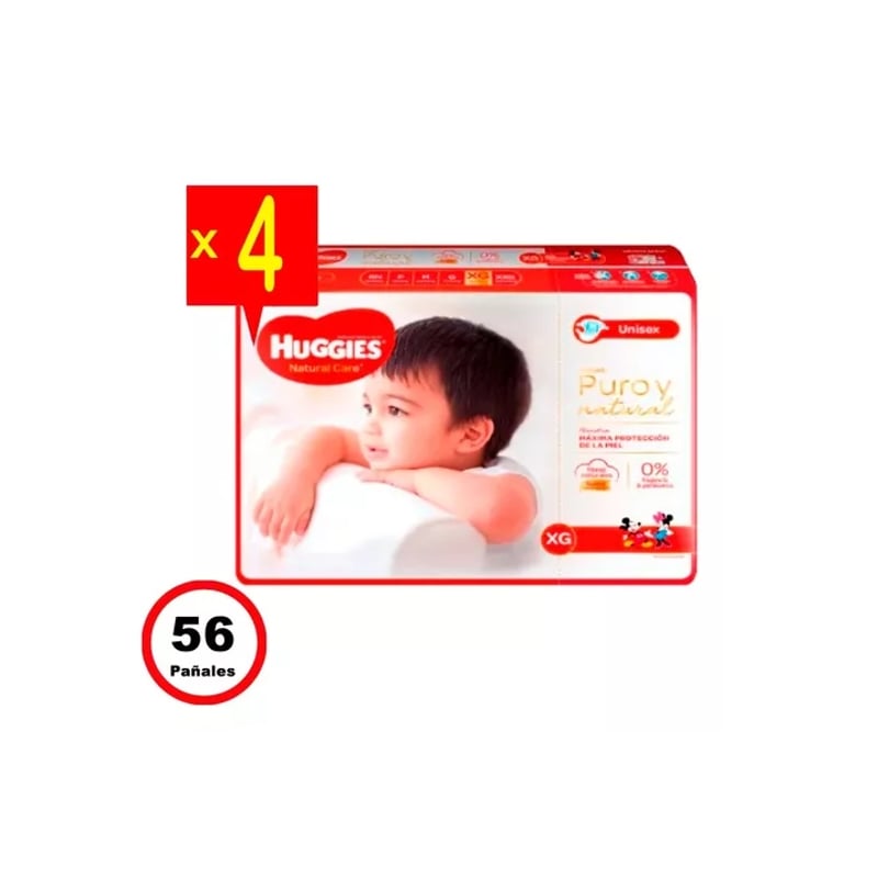 HUGGIES Pañales Huggies Natural Care XXG X4 56 Unidades | falabella.com