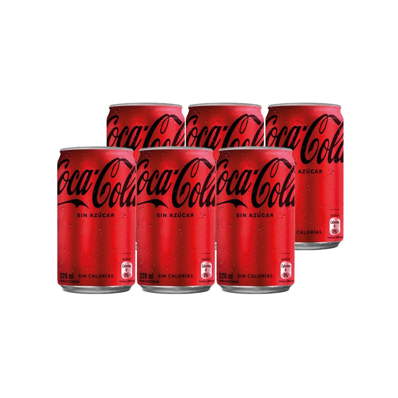 COCA COLA 6x Bebida Coca Cola Sin Azúcar Lata 220cc | falabella.com