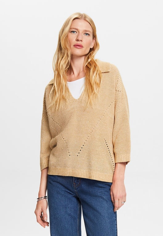 ESPRIT Sweater de punto con cuello polo Mujer Esprit ESPRIT | falabella.com