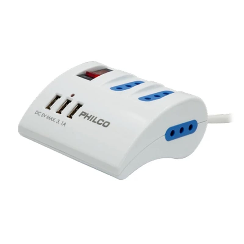 PHILCO Alargador Extension Philco 3 POS y 3 USB 2044 PHILCO | falabella.com