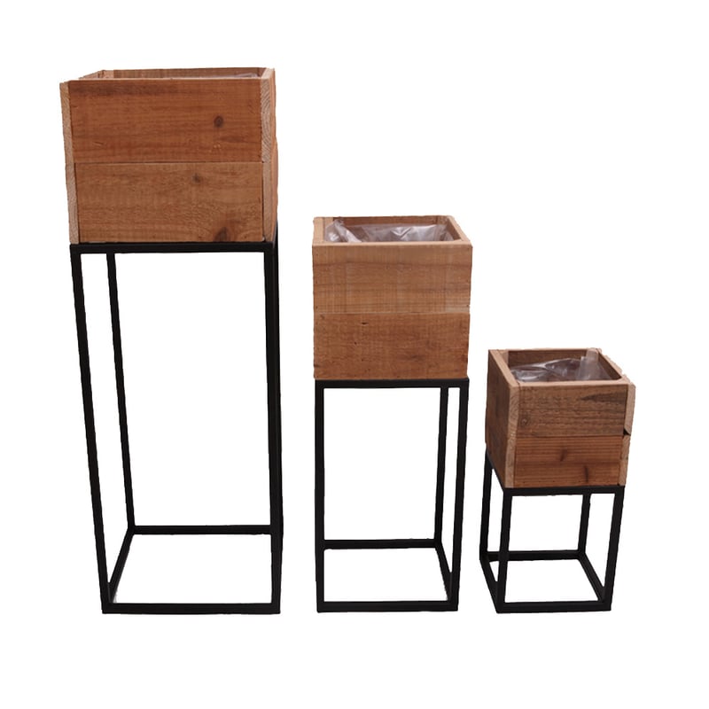 Macetero De Metal Con Madera Dalia Antico Home | Sodimac - Falabella