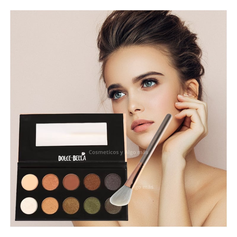 DOLCE BELLA Set Paleta de sombras nude mas brocha profesional makeup ...