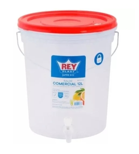 REYPLAST Balde 12 Litros Contenedor Liquido Con Dispensador - Rojo ...