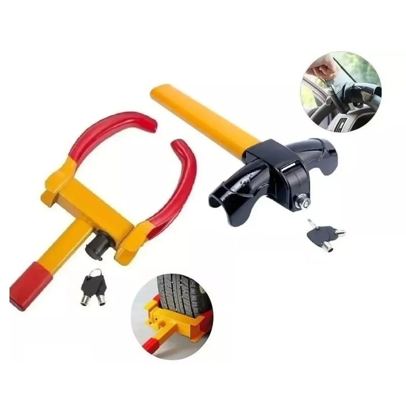 GENERICO Kit Antirrobo Seguridad Traba Volante T Traba Rueda Auto ...