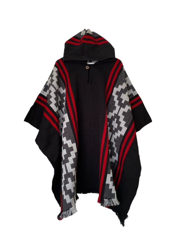 GENERICO Poncho Con Lana De Alpaca Diseño Tradicional Mapuche ...