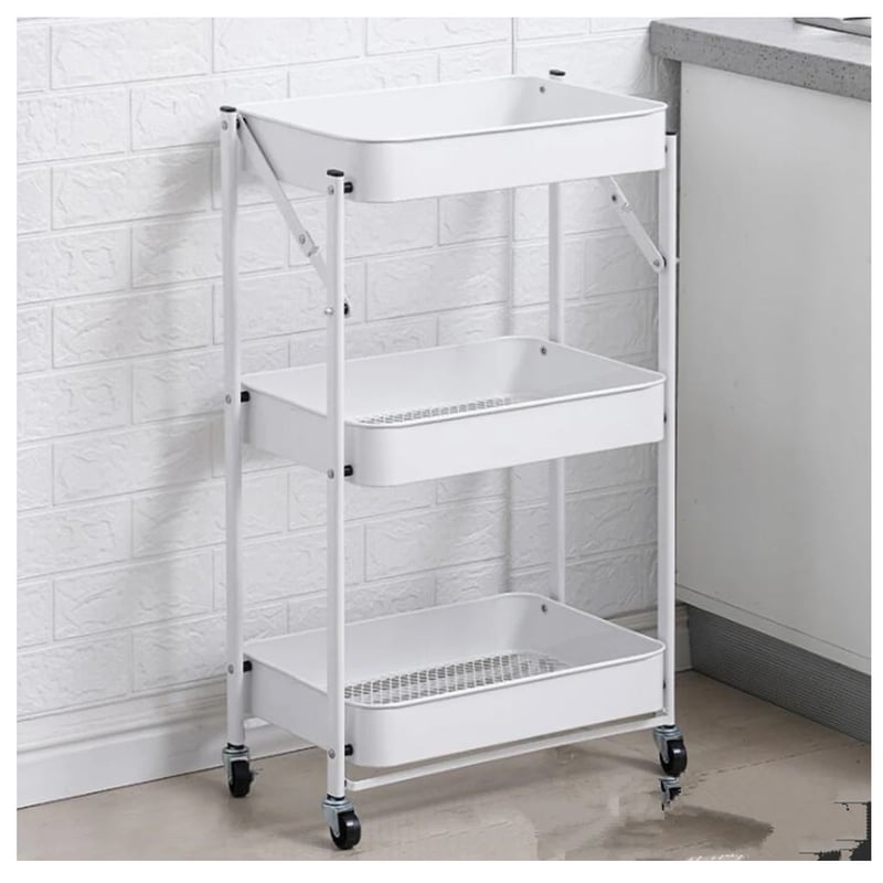 Estante Plegable Organizador Multiusos 3 Niveles ruedas Blanco ...