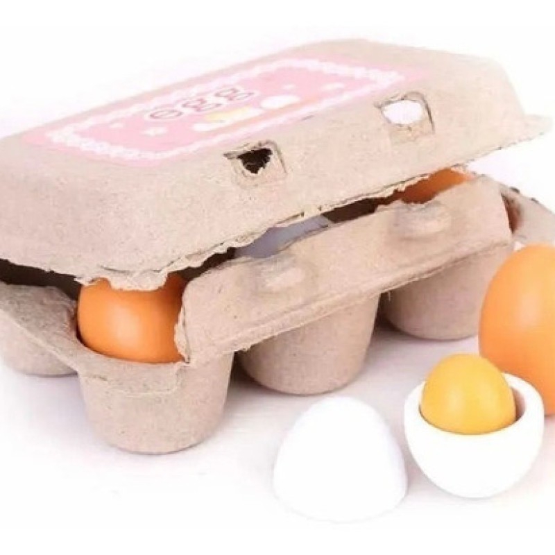 GENERICO Caja De Huevos Madera 6 Unidades Juguete Didáctico | falabella.com