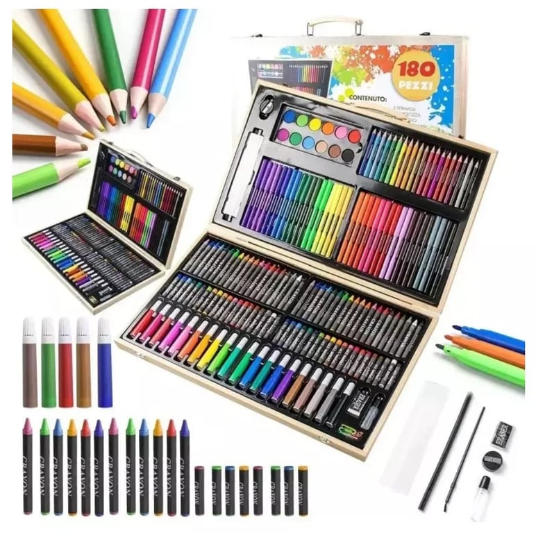 Set De Dibujo 180pc Set Para Pintar Lapices Colores Set Arte | Sodimac ...