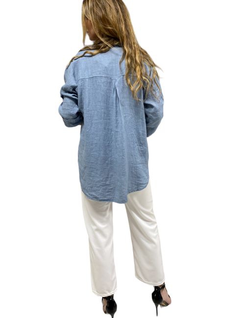 GENERICO Blusa lino Azul Raf Petroleo Sifora | falabella.com