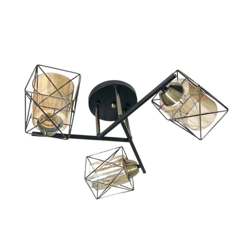 HB LEDS Lámpara de Techo Triple Geométrica Vidrio E-27 Ampolleta Cálida ...