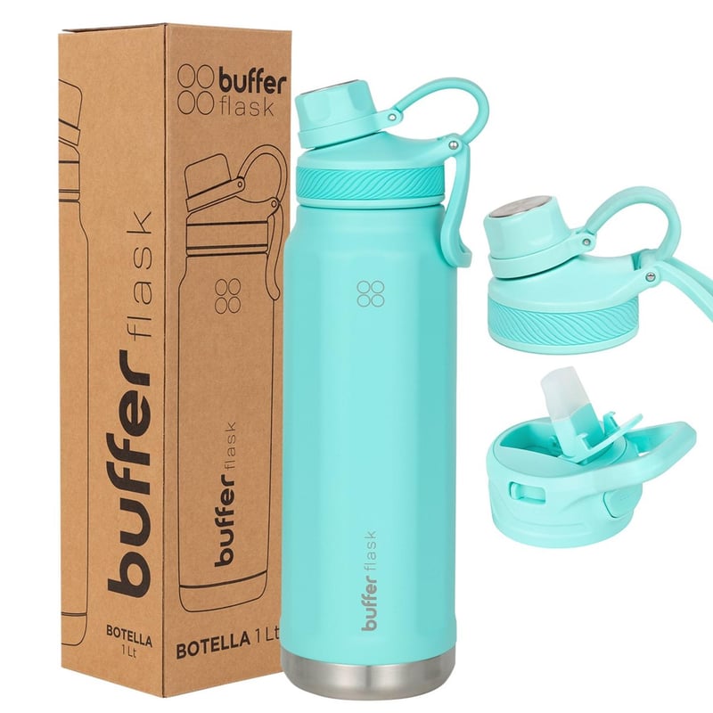 BUFFER FLASK Termo Botella Agua Termica Acero Inox Buffer 1lt - Turquesa | falabella.com