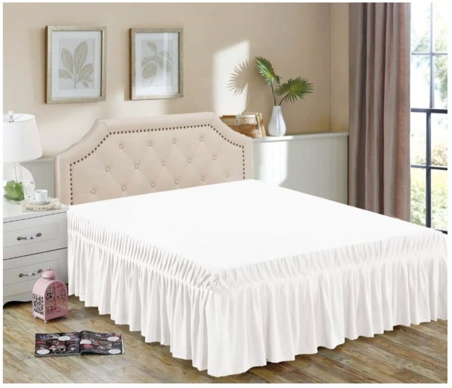 GENERICO Faldón de cama - Faldones para base cama 2 Plazas BLANCO ...