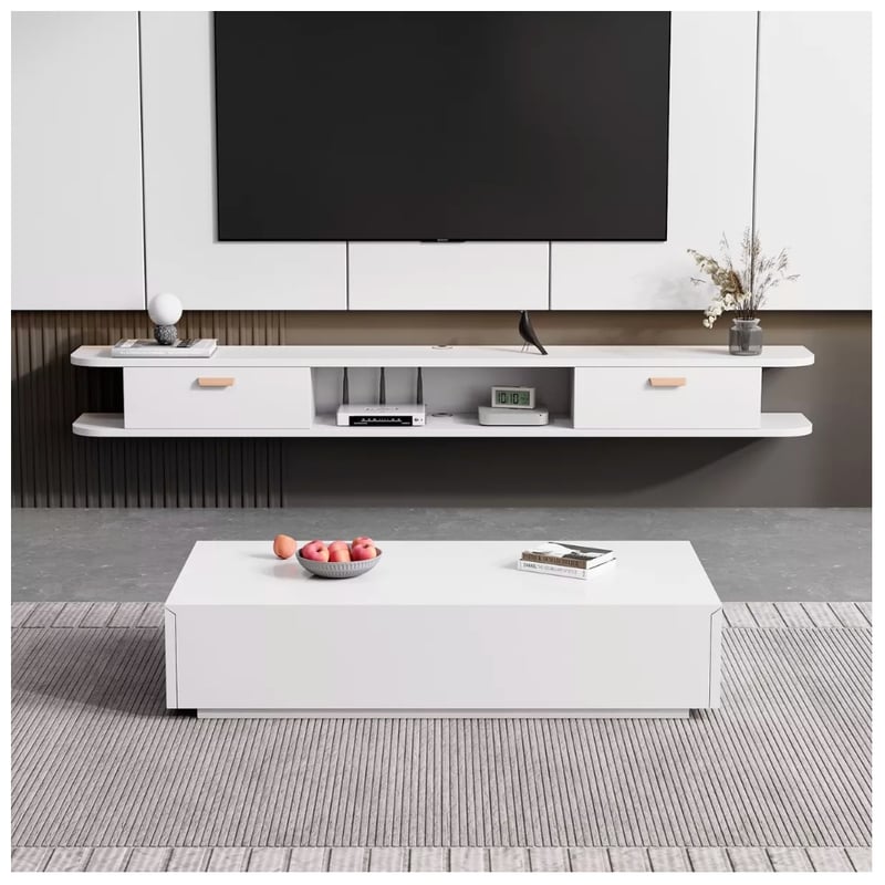 Rack Tv 140x24x18cm Flotante Melamina Homer Design 2 Cajones | Sodimac ...