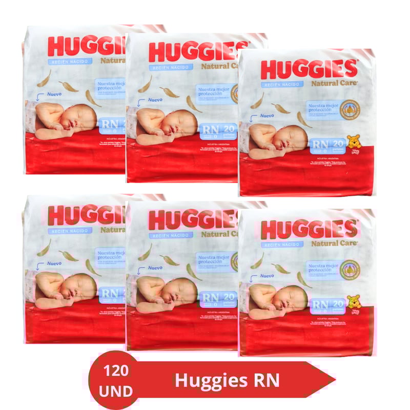 HUGGIES Huggies Natural Care Talla Recien Nacido X 6 paquetes ...