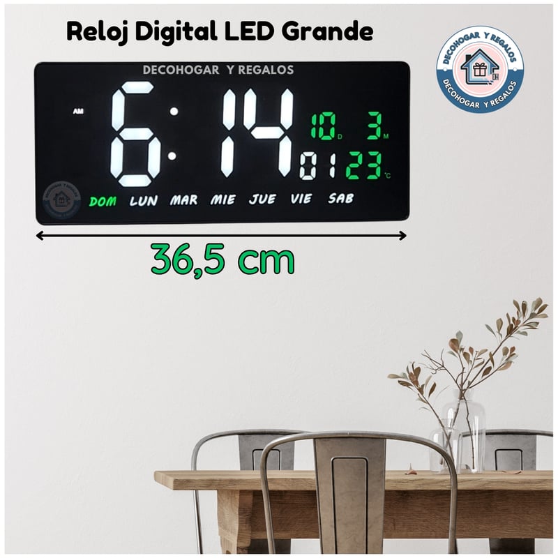 GENERICO Reloj De Pared Digital Led Grande De 36.5 cm en español ...