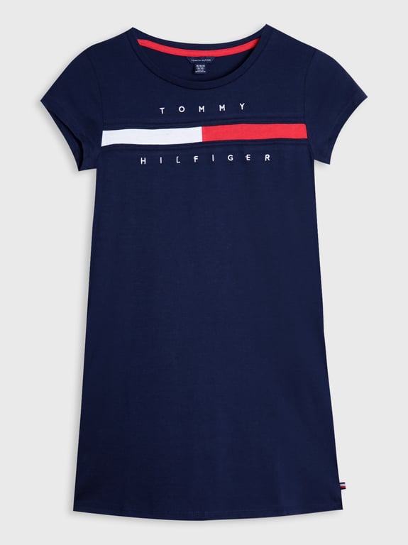TOMMY HILFIGER Vestido Midi Flag Logo Azul Tommy Hilfiger | falabella.com