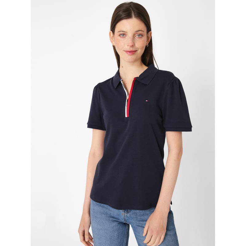 TOMMY HILFIGER Polo Solid Con Cierre Azul Tommy Hilfiger | falabella.com