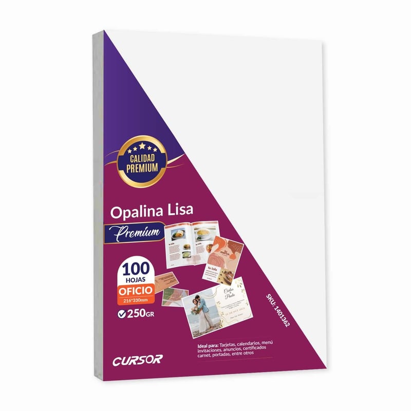 CURSOR Opalina Lisa Extra Blanca Premium 250G Oficio 100 h Cursor ...