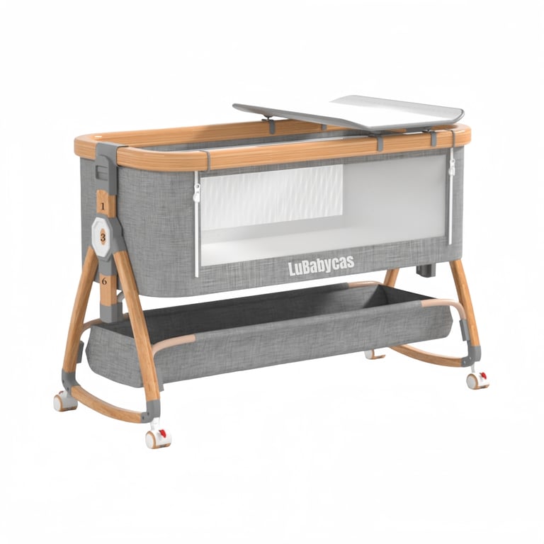 Cuna Colecho Mecedora 3 En 1 LuBabycas Gris | Sodimac Chile