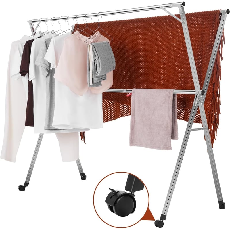 YOMYM Tendederos de Ropa Tres 160x75x135 cm Inoxidable Perchero Acero ...