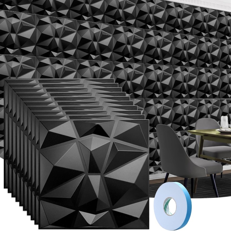 ARTDIY Panel Decorativo 3D PVC 12 paneles 50x50cm Con cinta doble cara ...