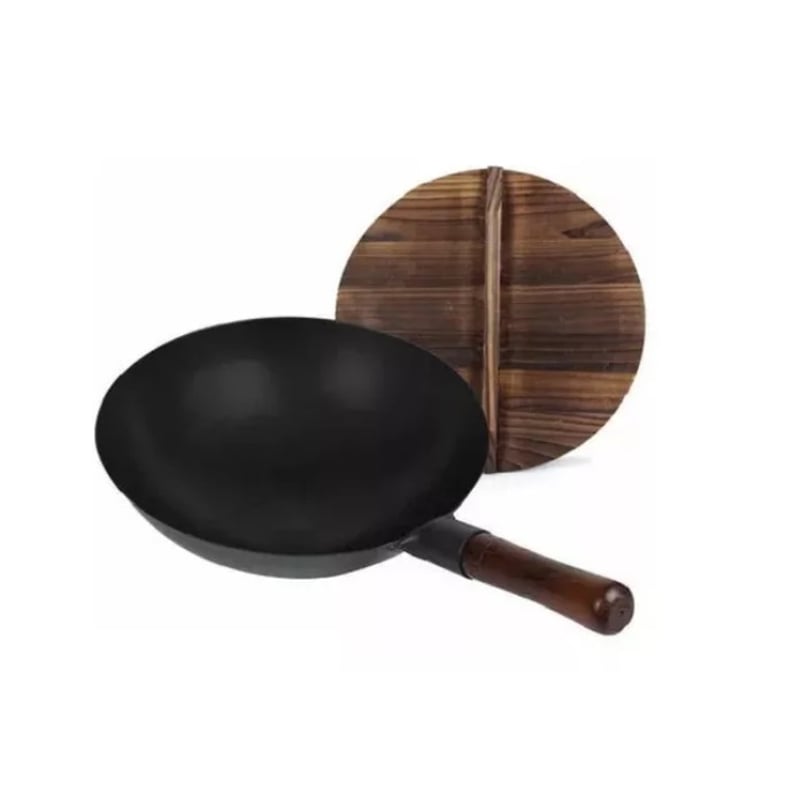 GENERICO Sarten Wok Chino Con Tapa Y Mango De Madera 32cm | falabella.com