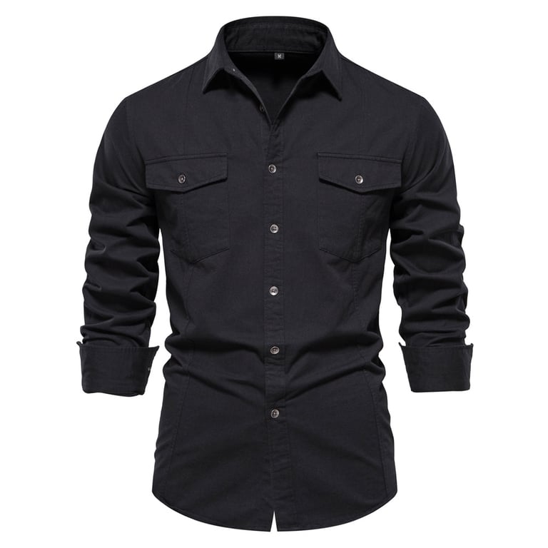 BLWOENS Camisa lisa con botones para Hombre - Negro | falabella.com