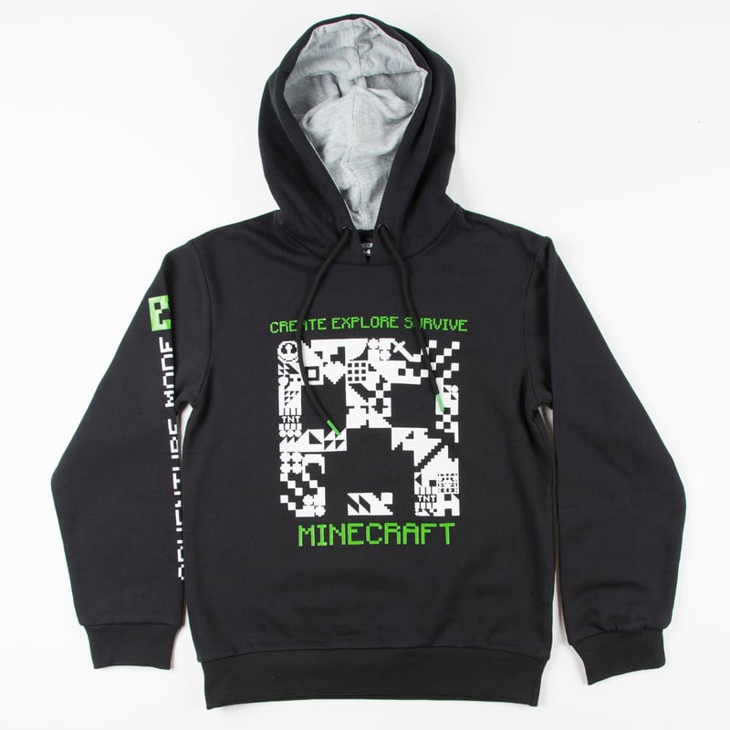 MINECRAFT Poleron con Gorro Niño Creeper Negro Minecraft | falabella.com
