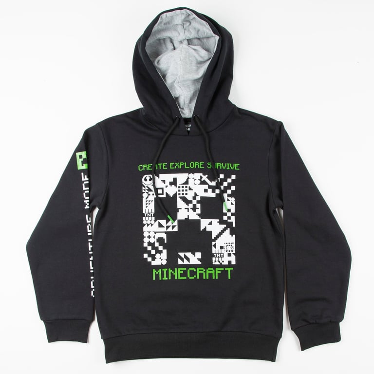 MINECRAFT Poleron con Gorro Niño Creeper Negro Minecraft | falabella.com