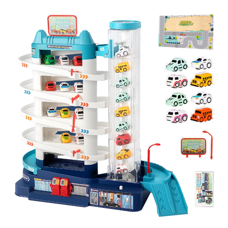 ANIKIDS Pista de Autos Bighouse Electrica Juguete Niños 6 Niveles ...