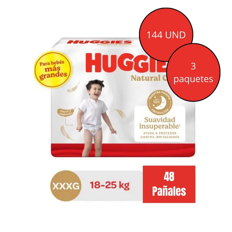 HUGGIES Pañales Huggies Natural Care XXXG 144 unidades | falabella.com