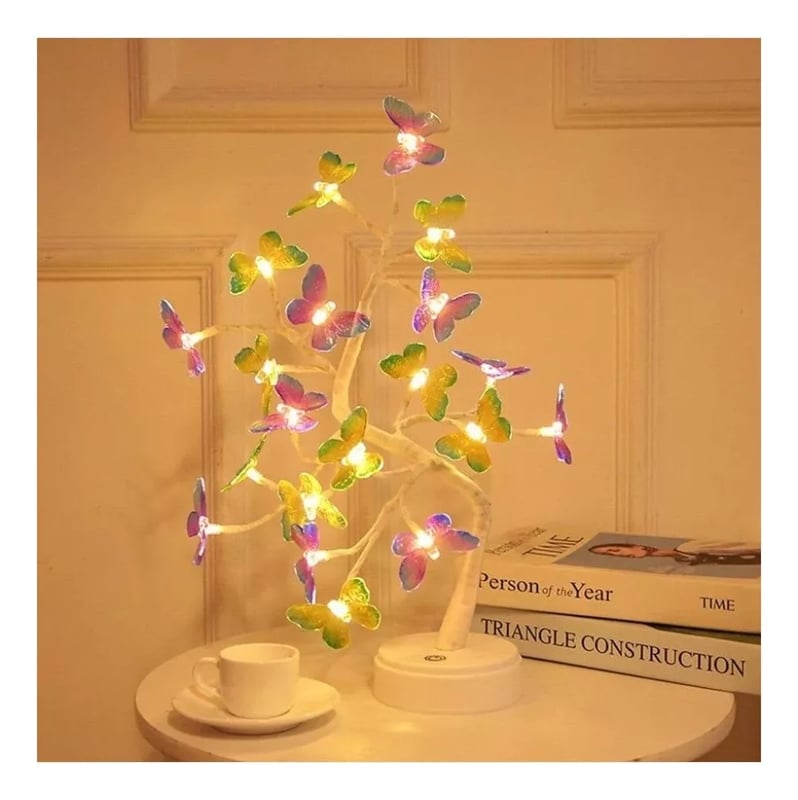 GENERICO Lampara Arbol Bonsái Diseño Mariposas Led Mesa De Noche Usb ...