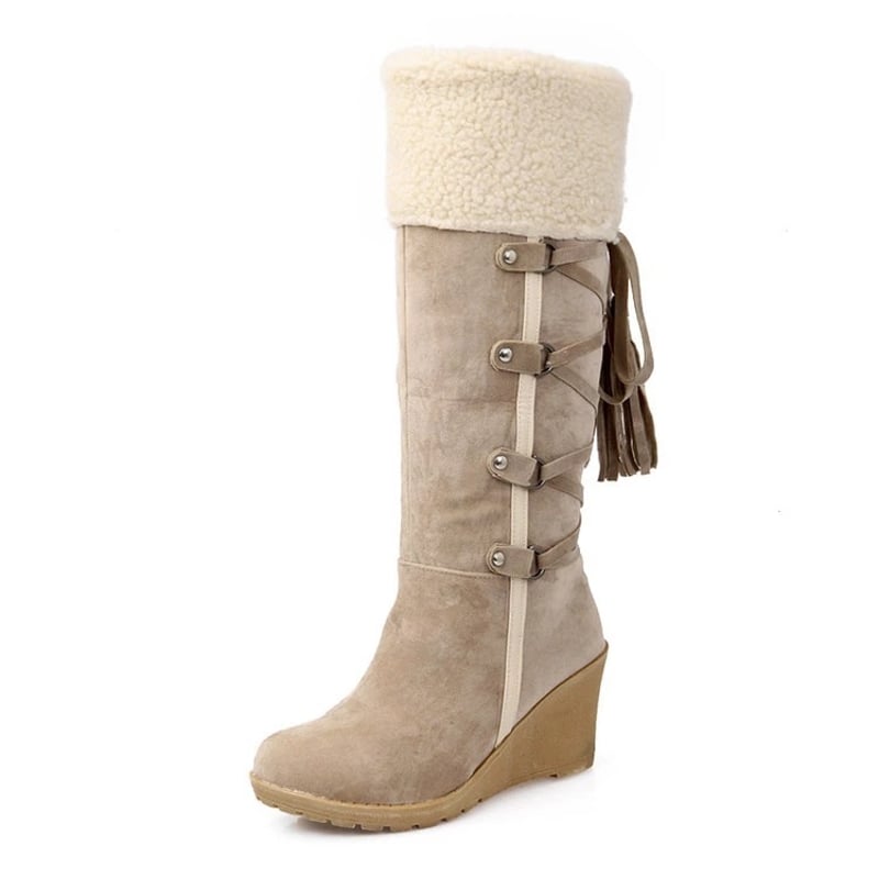 BLWOENS Botas largas con taco plataforma para Mujer-Beige | falabella.com