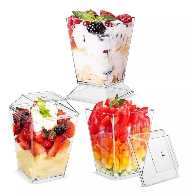 GENERICO 40 Vasos Para Postres Set De Vasos Shot Postres C/tapa 110ml ...