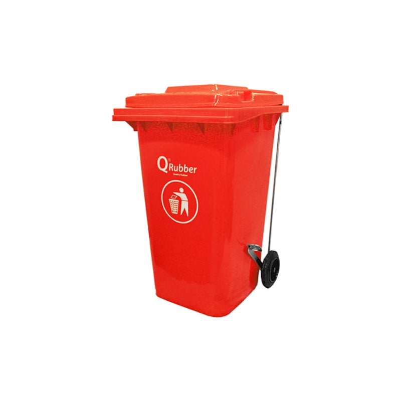 QRUBBER Basurero Contenedor Basura 240 lts. rojo con pedal QRubber ...