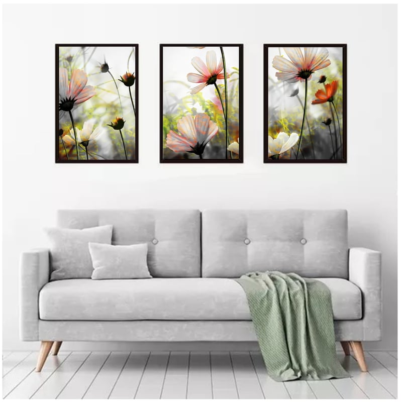 GENERICO Cuadros Decorativos Flores Abstractas Pack X 3 Uds 35x50 Cm C ...