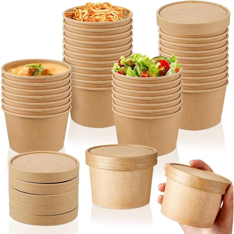 GENERICO Pote Kraft Desechable Con Tapa 12oz 355ml 20 Unidades ...