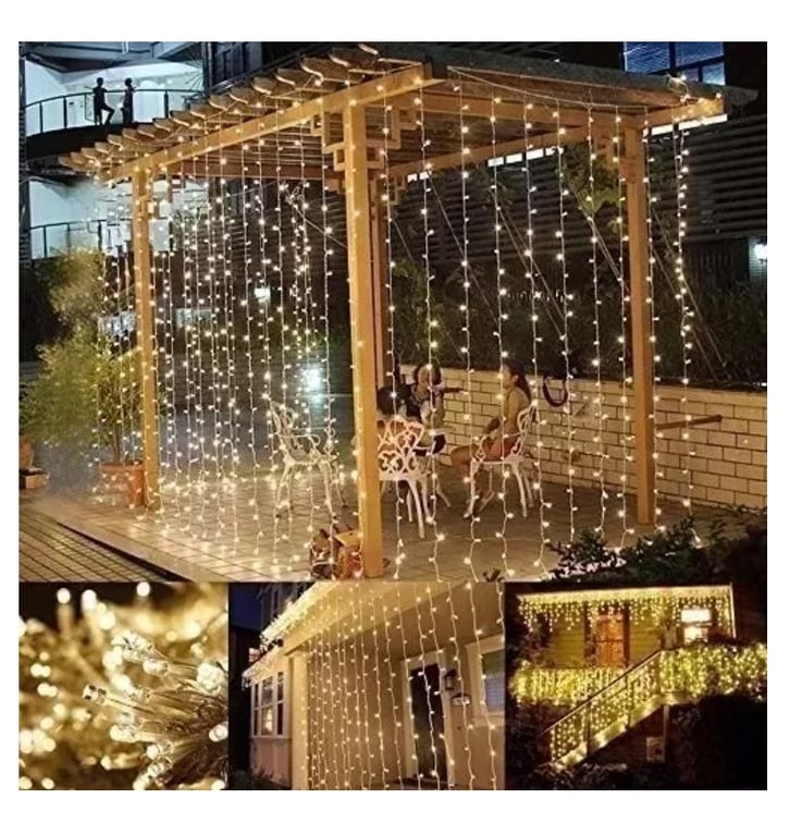 Cortina Luces Led Navidad Amarillo 3x2m Cortina De Luces Led 320 ...