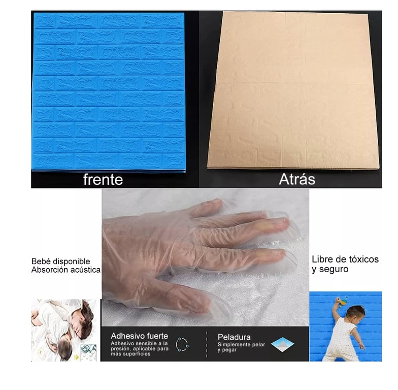 GENERICO Pack 10 Lamina Papel Mural Autoadhesivo 3d Ladrillo 70x77 ...