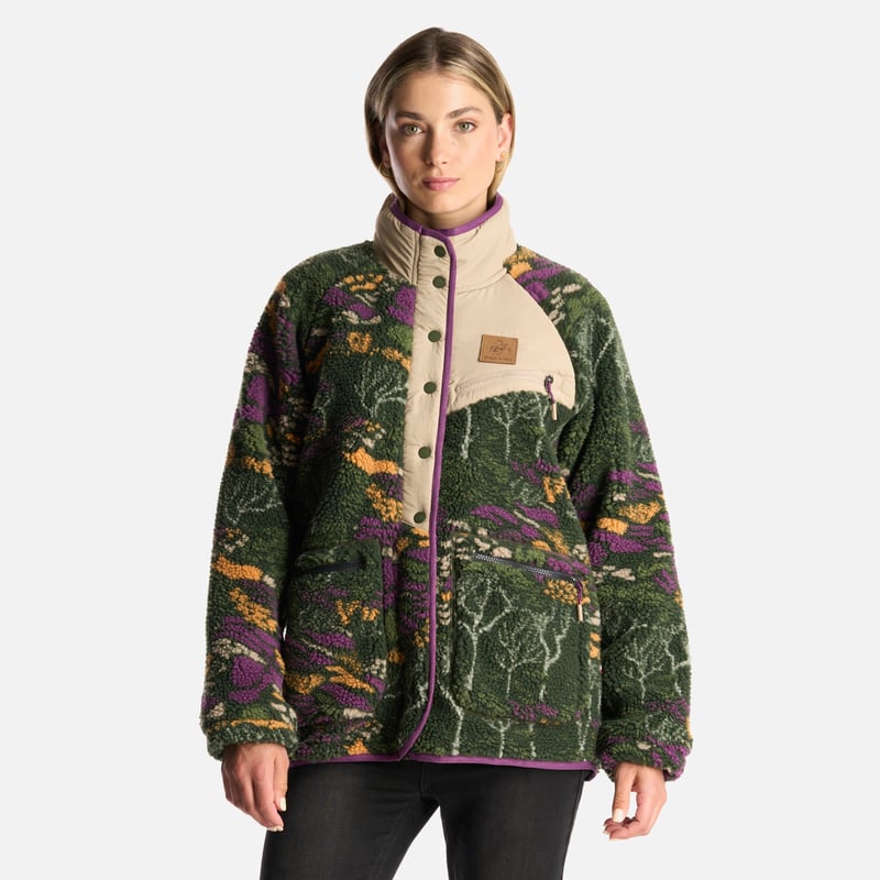 HAKA HONU Poleron Mujer Zip-Porrito Print Verde Militar Haka Honu ...