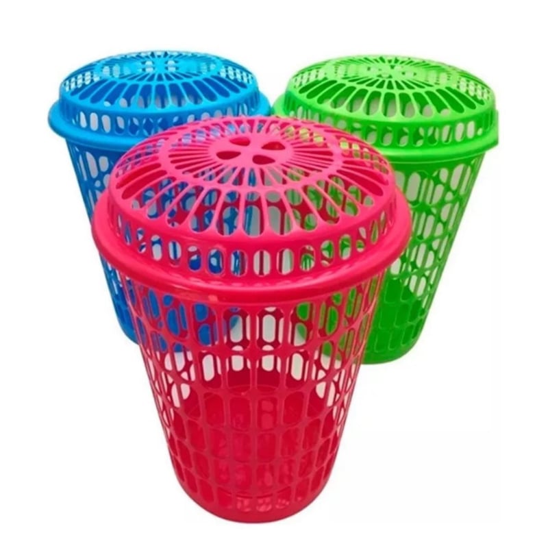 GENERICO SET 3 CESTA CANASTO ORGANIZADOR DE ROPA CON TAPA EN PLÁSTICO ...