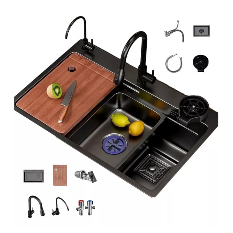 HOMER DESIGN Set Lavaplatos Empotrado Acero Inoxidable 75x45x21cm ...