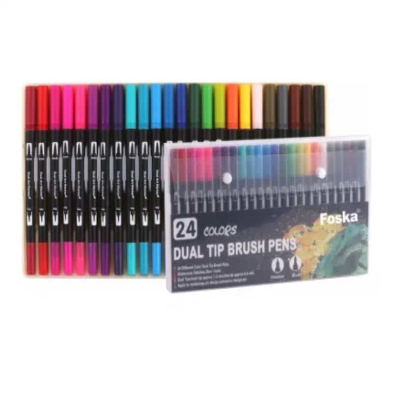 FOSKA Set 24 lettering marcadores doble punta pincel brush | falabella.com