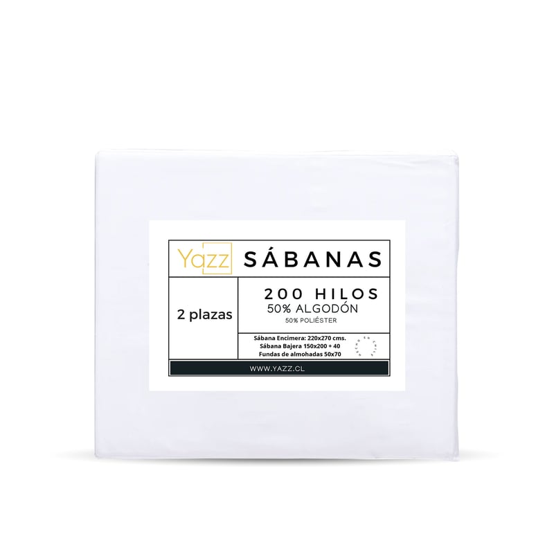 YAZZ Sábana Yazz 200 Hilos Algodón Lisa Blanco 2 Plazas | falabella.com